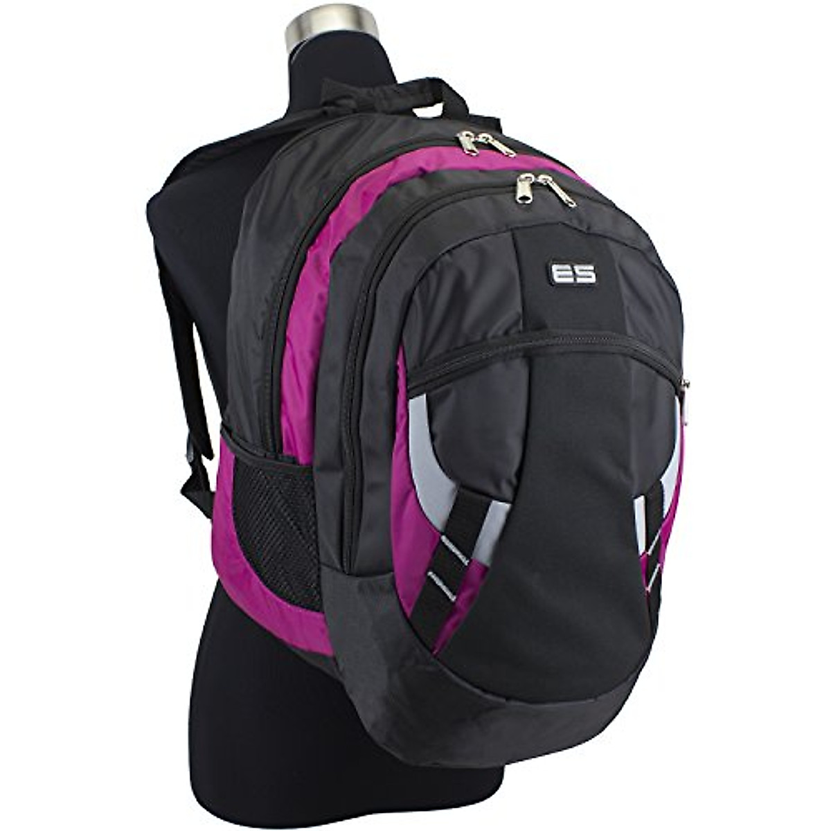 Eastsport Oversize Multifunctional Sports Backpack for Work, Travel, Outdoors - Black/Magento Pink