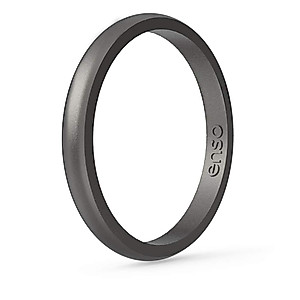Enso Rings Halo Elements Silicone Ring – Stackable Wedding Engagement Band – Thin Minimalist Band – 2.54mm Wide, 1.5mm Thick – Platinum-Colored, Size 9