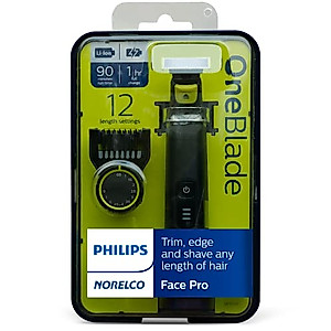 Philips Norelco OneBlade Pro Hybrid Electric Trimmer and Shaver, Black, 2 Piece, QP6530/70