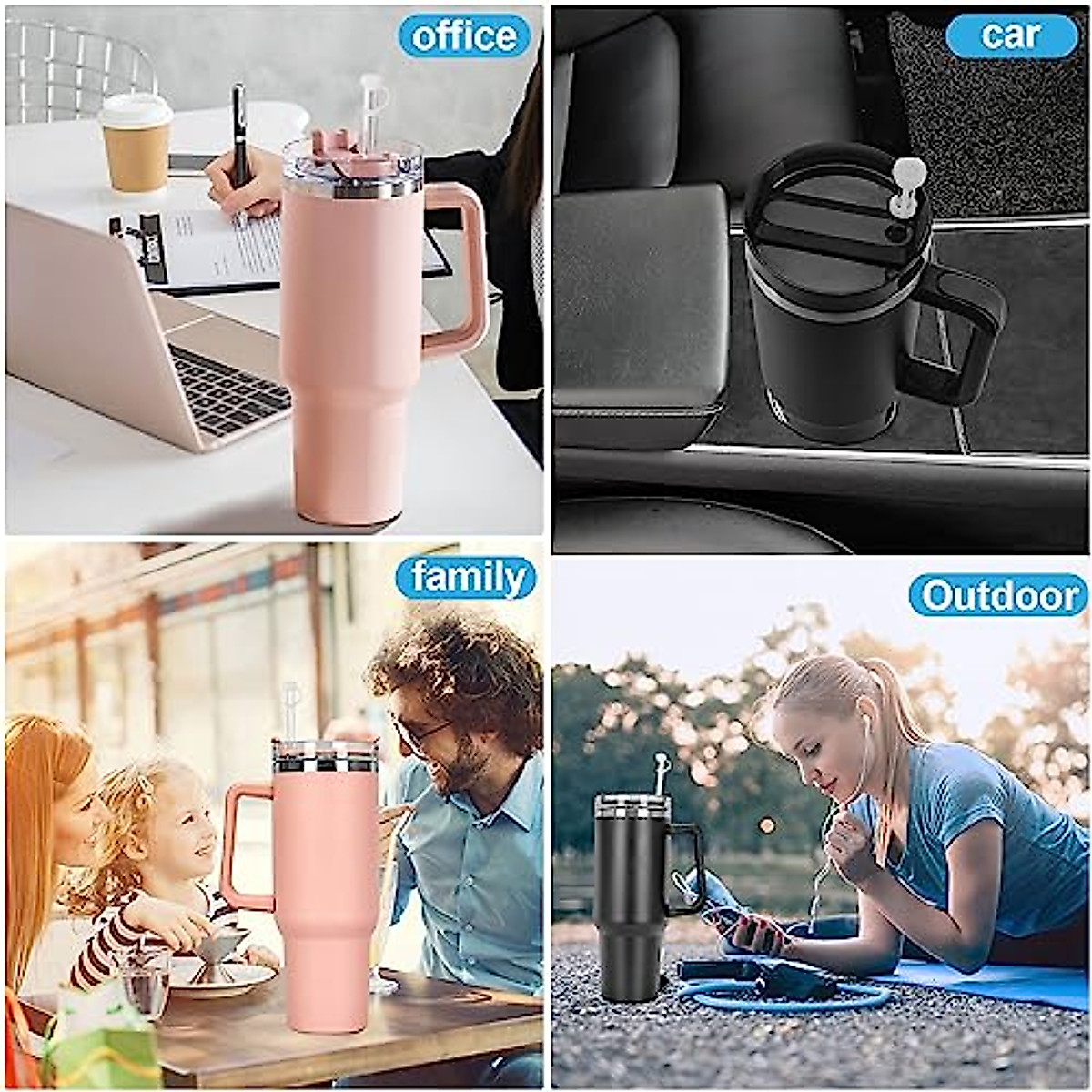 Silicone Spill Stopper for Stanley Quencher H2.0 Tumbler with Handle Including 2 Straw Covers,2 Leak Proof Drink Stopper,2 Round Leak Proof Plug for Stanley Cup Accessories-6 PCS