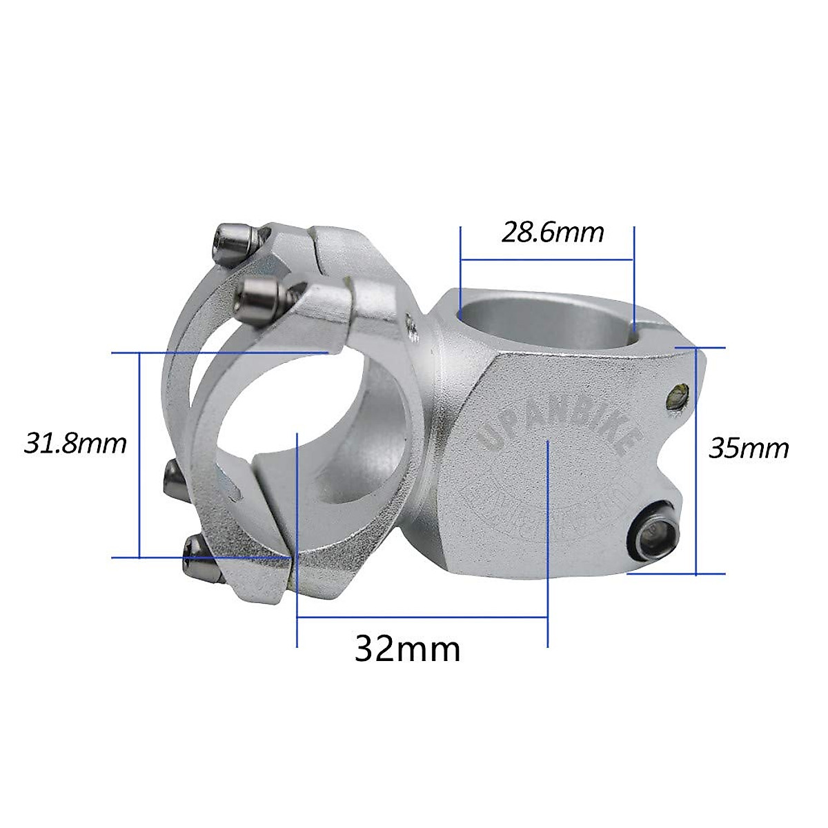 UPANBIKE Bike Stem 31.8mm 28.6mm 32mm Aluminum Alloy Short Stem for Mountain Bike Road Bicycle MTB BMX(Silver)