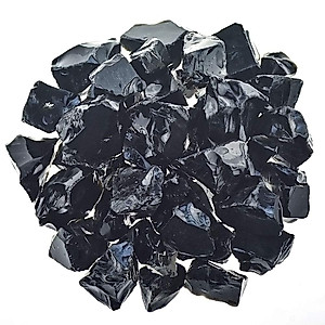 1lb Bulk Raw Black Obsidian Stones - Large 1" Natural Rough Stones for Tumbling, Cabbing, Fountain Rocks, Decoration, Polishing, Wire Wrapping, Wicca & Reiki