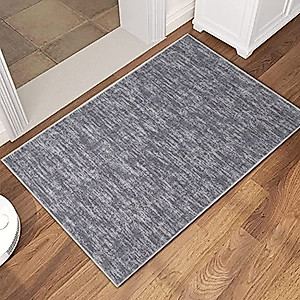 RUGSREAL Small Contemporary Area Rug Modern Solid Indoor Throw Carpe Machine Washable Non-Slip Low-Pile Area Rug for Living Room Bedroom Laundry, 2' x 3' Grey