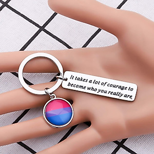 SEIRAA Bisexual Pride Keychain It Takes a Lot of Courage to Keychain Bisexual Pride LGBTQ Gifts (Bisexual Keychain)