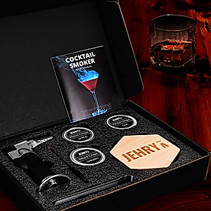 Cocktail Smoker Kit, JEHRYA Smoking infuser Old Fashion Smoker Kit with 6 Wood Chips for Whiskey/Bourbon/cocktails/Wine, with Torch (No Butane)