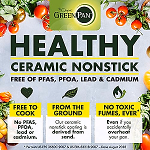 GreenPan Mini Healthy Ceramic Nonstick, 5" Square Egg Pan, PFAS-Free, Dishwasher Safe, Stay Cool Handle, Black