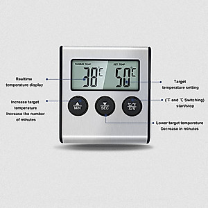 Digital Meat Thermometer for Cooking, Magnet Design Barbecue Thermometer with Alarm Function, Food Meat Temperature Meter Grill Thermometer for Kitchen