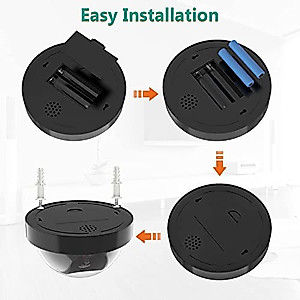 WALI Dummy Fake Security CCTV Dome Camera with Flashing Red LED Light with Security Alert Sticker Decals (SD-1), Black