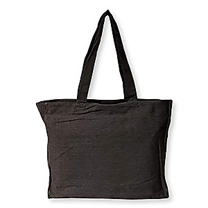 Extra Large Travel Day Tote Bag Heavy Duty Cotton Twill Zip Top (Charcoal Gray)