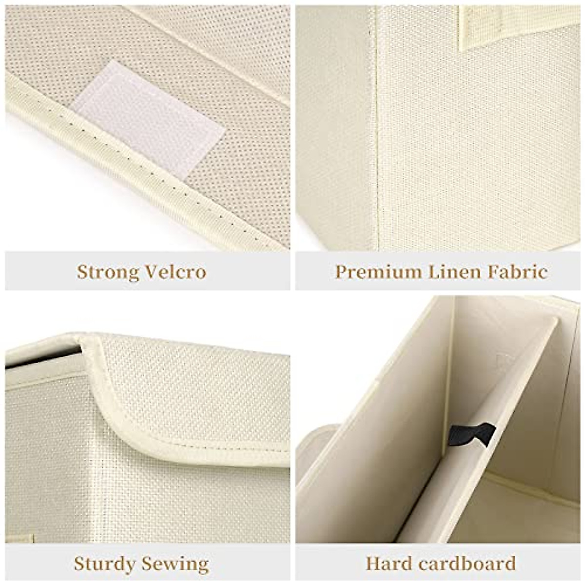 Bagnizer Collapsible Storage Bins with Lids, [1-Pack] Medium 22 Quart Linen Fabric Storage Boxes with Lids  for Home Bedroom Office (14.6 x 9.5 x 9.5, Beige)