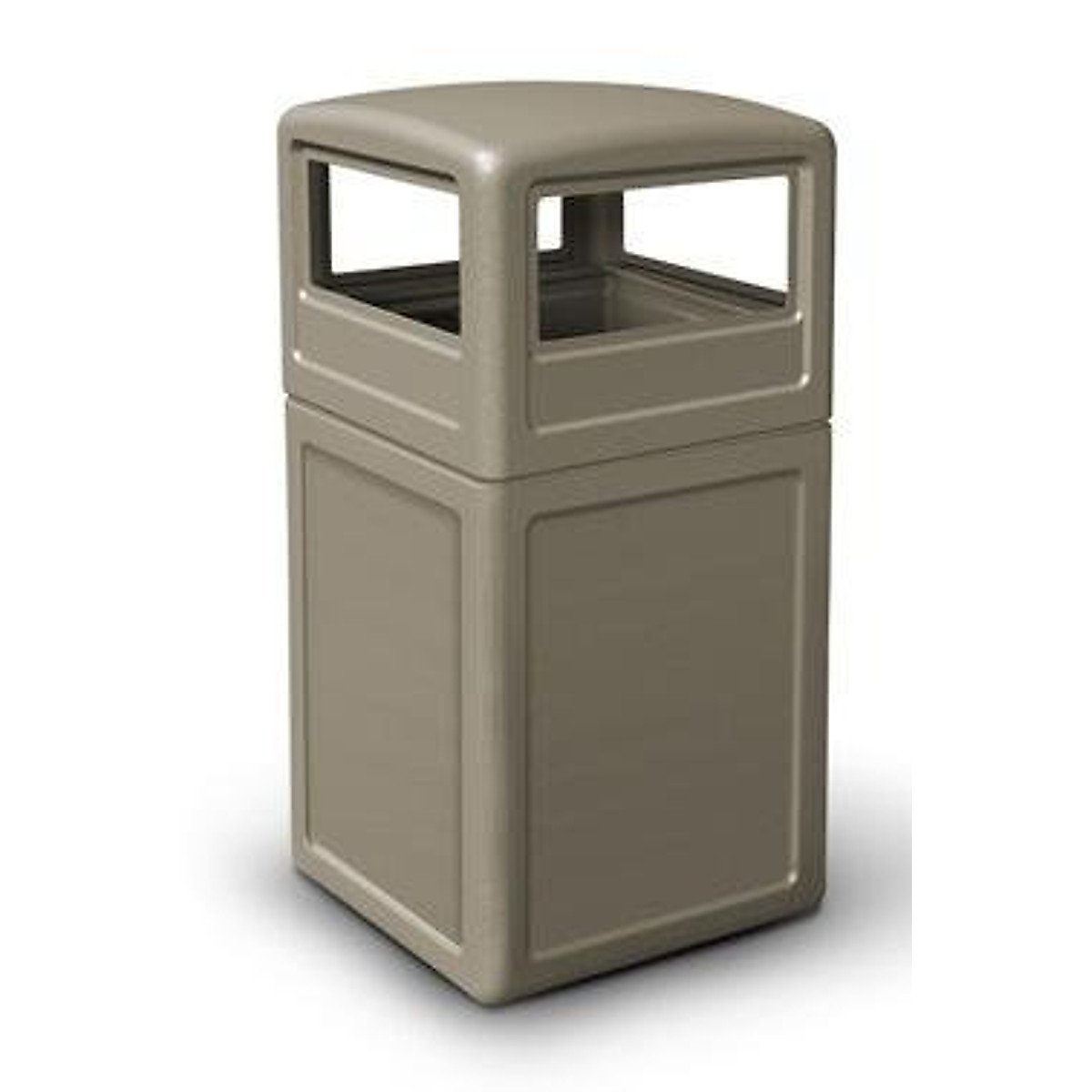 DCI Marketing Commercial Zone Products 73290299 42-Gallon Square Waste Container with Dome Lid Beige