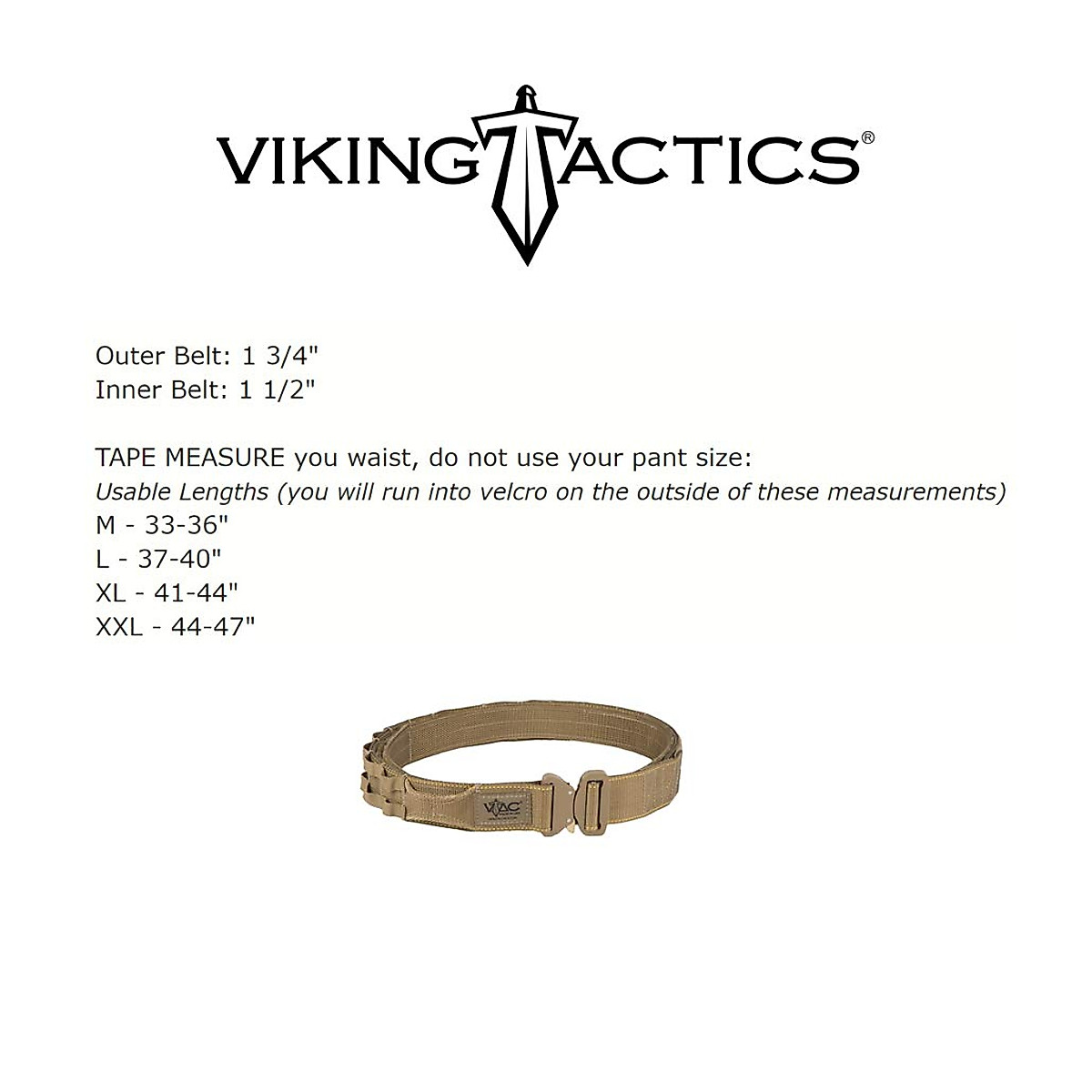 Viking Tactics® Raze Belt, VTAC®, Coyote, X-Large