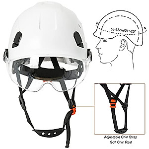 AOLAMEGS ABS Safety Hard Hat - ANSI Z89.1 Approved Safety Helmet Adjustable Vented Hardhat for Men Women Adults Safety Hardhats for Outdoor Indoor Industrial Construction Workwear (White Clear Visor)