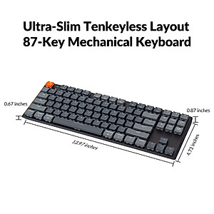 Keychron K1 RGB Hot-swappable Tenkeyless Layout Ultra-Slim Wireless Bluetooth/Wired USB Mechanical Keyboard for Mac Windows with Low-Profile Keychron Optical Mint Switch Full Aluminum - Version 5
