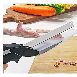 Food Cutter Smart Scissors, Salad Chopper Scissors Vegetable Scissors with Built-in Cutting Board Easy Cutting Suitable for You and Your Friends