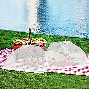 (6 Pack) Omont Pop-Up Food Cover Tents, 17 Inch X17 Inch Food Mesh Cover, Reusable and Collapsible Outdoor Picnic Food Cover Net,Suit for Parties Picnics,BBQs