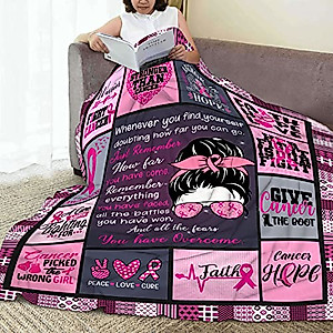 Pesine Cancer Awareness Blanket for Women Healing Survivor Gifts Get Well Throw Blankets Flannel 50X60in Multicolor
