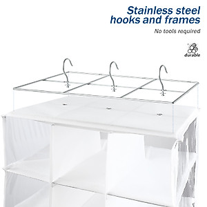 Libeder Hanging Closet Organizers 30 Section Shoe Shelves, Shoe Storage Hanging Shoe Rack, Space Saving Shoe Holder, White