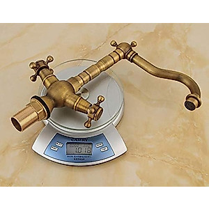 Kitchen Taps Basin Faucets Antique Brass Bathroom Sink Faucet Spout Double Cross Handle Bath Kitchen Mixer Hot and Cold Tap