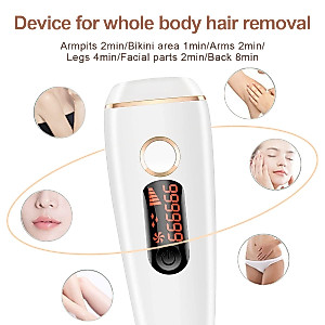 IPL Hair Removal is Permanent and Painless. Upgrade to 999999 Times for At-Home Facial Hair Remover for Women and Man, for Armpits Arms Bikini Line Legs and Facial Hair Removal(White)