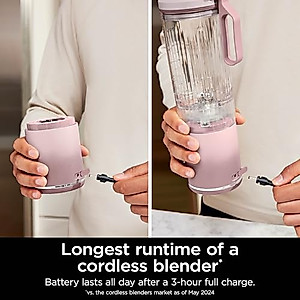 Ninja Blast Max, Portable Blender + Twist & Go, Personal Blender, Ninja Blender, Smoothie, Blend, Ice Crush, 3 Programs, Cordless, 22 oz removable Vessel, Dishwasher Safe, Leakproof, Pink, BC251PK