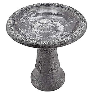Arcadia Garden Products BB05 Stone Fiberclay Birdbath 19.5x10.25x20.5, Grey