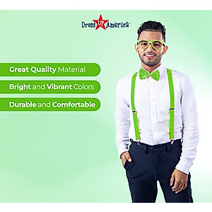 Dress Up America Neon Suspender, Bow-tie, Sunglasses, Accessory Set - Adult and Kids Size Suspenders
