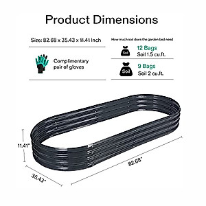 VIVOSUN 7 ft. Galvanized Raised Garden Bed, Oval Wave-Shaped Metal Planter Box to Grow Flowers, Vegetables and Herbs for Outdoor Gardening, Gray