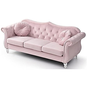 Glory Furniture Hollywood Velvet Sofa in Pink