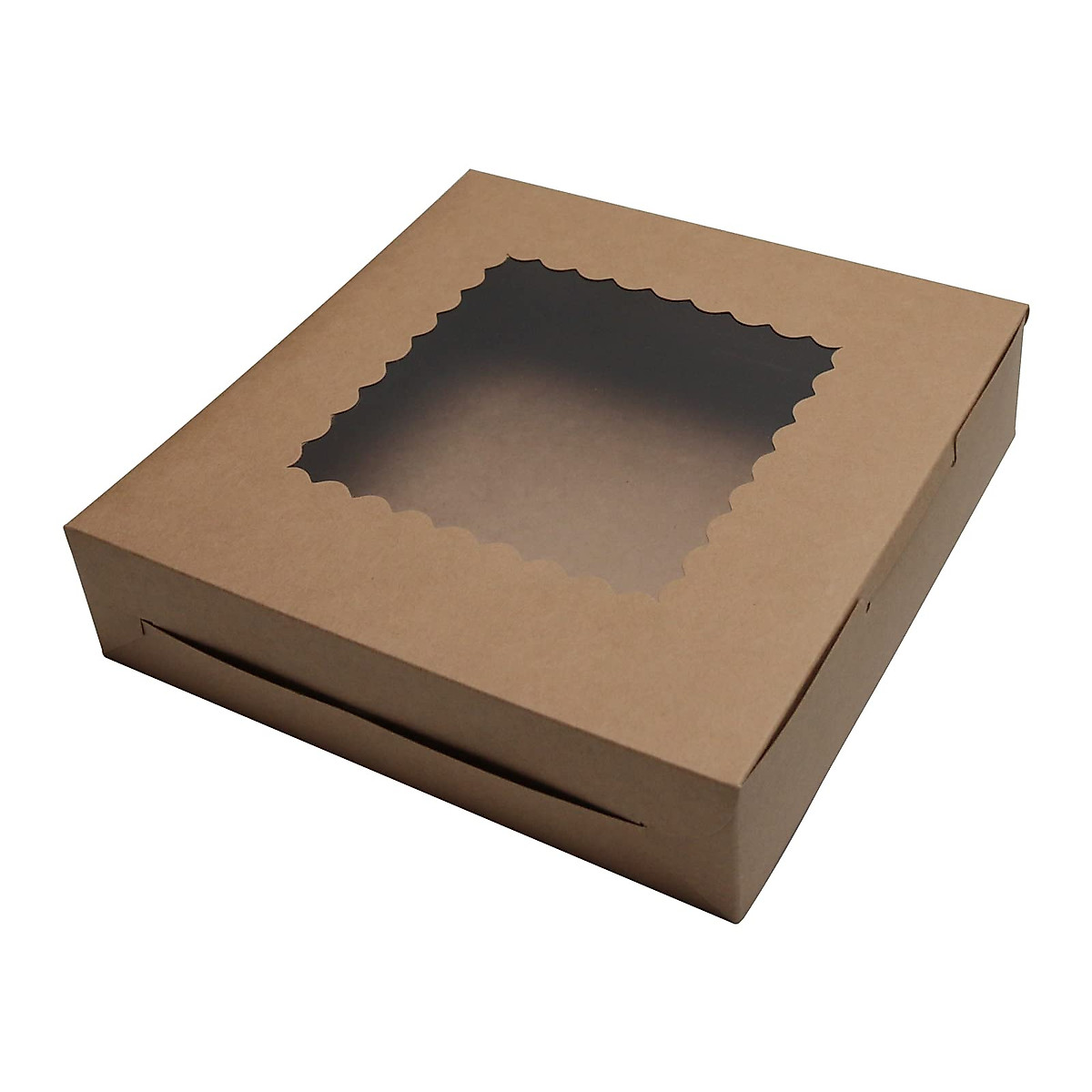 PQZKLDP 10Packs 10x10x2.5 Inches Brown Kraft Cake Boxes with Window, Gift Packing, Bakery Boxes, Dessert, Pastry, Cupcake, Pie Cookies, With Stickers,66 FT Twine(Brown, 10 * 10 * 2.5 Inch)