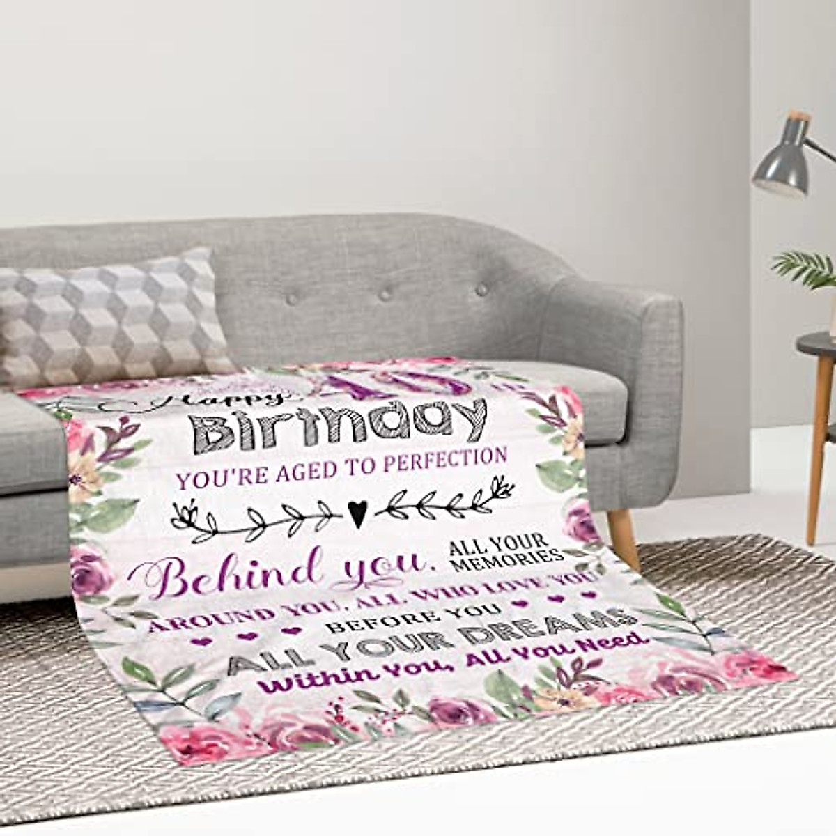 40th Birthday Gifts for Women Blanket 50" x 60", 40th Birthday Blanket for Women Turning 40, Wife Sister Mom Friends 1982 Birthday Gift