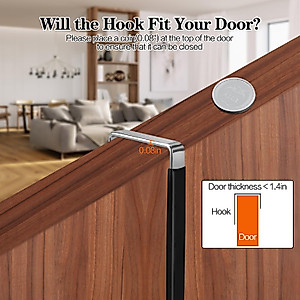 4 Pack Over The Door Hook, Door Hooks, Black Rubber Surface Prevent Scratche Door Hanger Hooks for Bathroom, Living Room, Kitchen, Hanging Clothes, Towels, Bags(4 Pack Black)