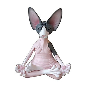 Cat Figurines Home Decor, Resin Sculpture Buddha Meditation Statue Knick Knacks Yoga Animal Cats Model Art Sculpture Micro Landscape Decoration for Garden Home Office Cat Lovers (Flower)