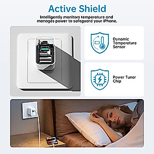 USB C Wall Charger Block 20W, Dual Port USB-C Wall Plug-in USB Charger 20W PD & QC3.0 USB A Fast Charging Block for iPhone 14/13/12/11 /Pro Max, iPad Pro, AirPods Pro, Samsung Android Phones and More