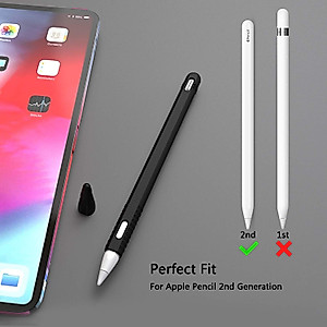 Silicone Case Compatible with Apple Pencil 2nd Generation Holder Sleeve Skin Pocket Cover Accessories Kit Fit for Ipad Pro 11 12.9 Inch 2018, Soft Grip Pouch with 2 Protective Nib Covers