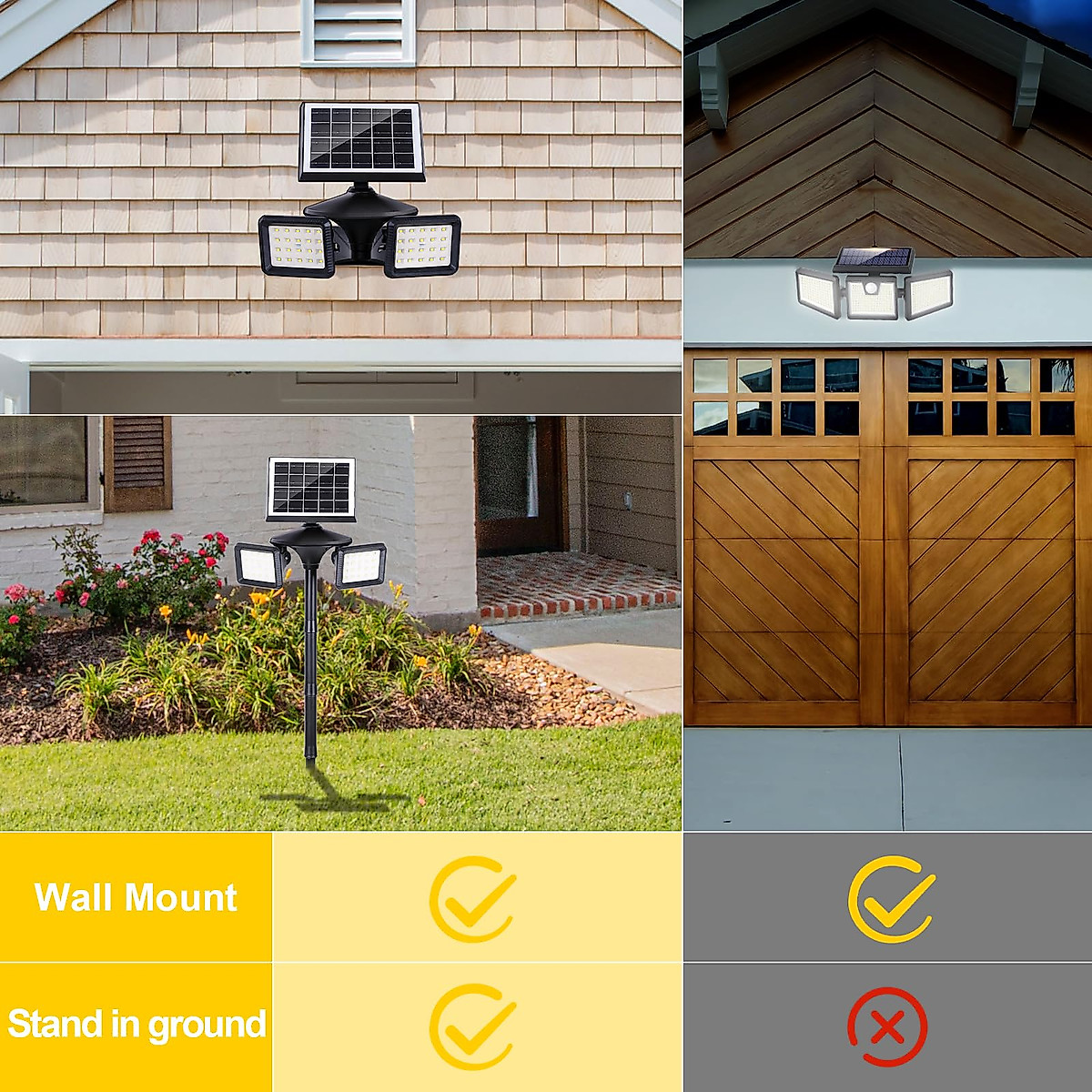 EMANER Outdoor Solar Lights with Motion Detector, 2-in-1 Solar Flood Light, 6000K Waterproof, Dusk to Dawn Cordless Security Light, Solar Powered Landscape Light for Yard, Garden, Porch, 2-Pack