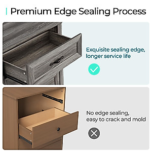 LINSY HOME Farmhouse 7-Drawer Dresser - Grey Chest of Drawers for Bedroom and Living Room Organization, Wood Dresser with Ample Storage Space and Rustic Charm