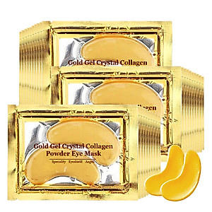 Adofect Collagen Powder Eye Mask 29 Pairs Gold Under Eye Gel Pads, Hyaluronic Acid Under Eye Mask Gel Patches for Puffy Eye Reducing Dark Circles, Eye Bags, Wrinkle, Refresh Your Eyes, Gold