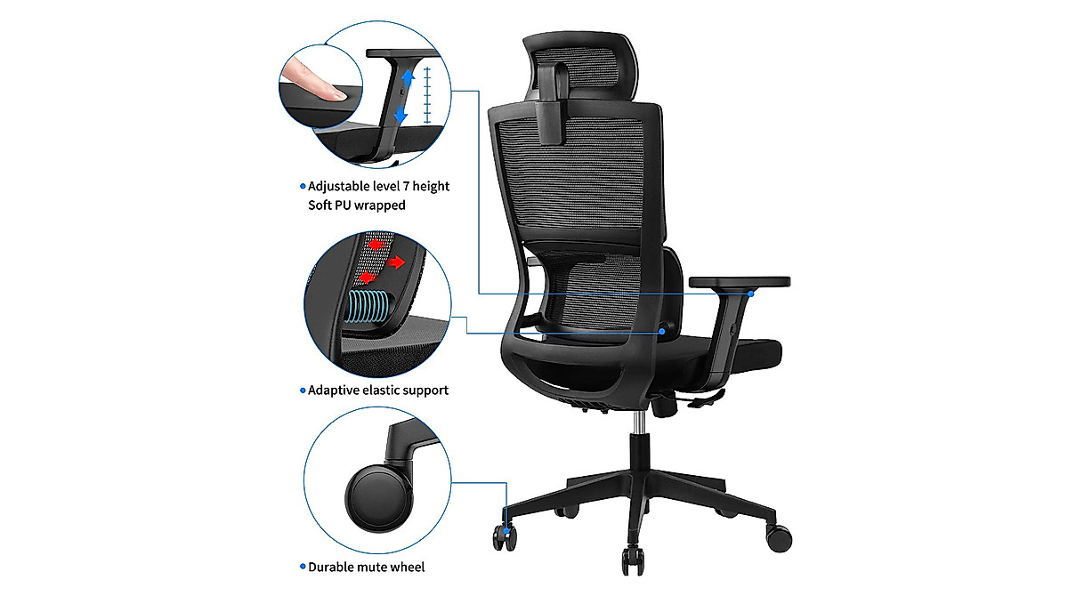 Ergonomic Office Chair: Lumbar Support, Adjustable Comfort