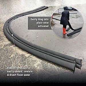 Quick Dam QD610-1 Water-Activated Flood Barrier-1 Pack, Black