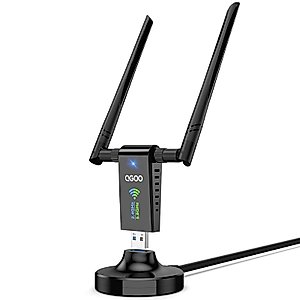 WiFi Adapter 1750mbps,QGOO Wireless USB Adapter Dual Band 2.4GHz/450Mbps 5GHz/1300Mbps High Gain 5dBi Antennas USB 3.0 Wireless Network Adapter for Desktop Laptop PC Windows XP/7/8/8.1/10/11