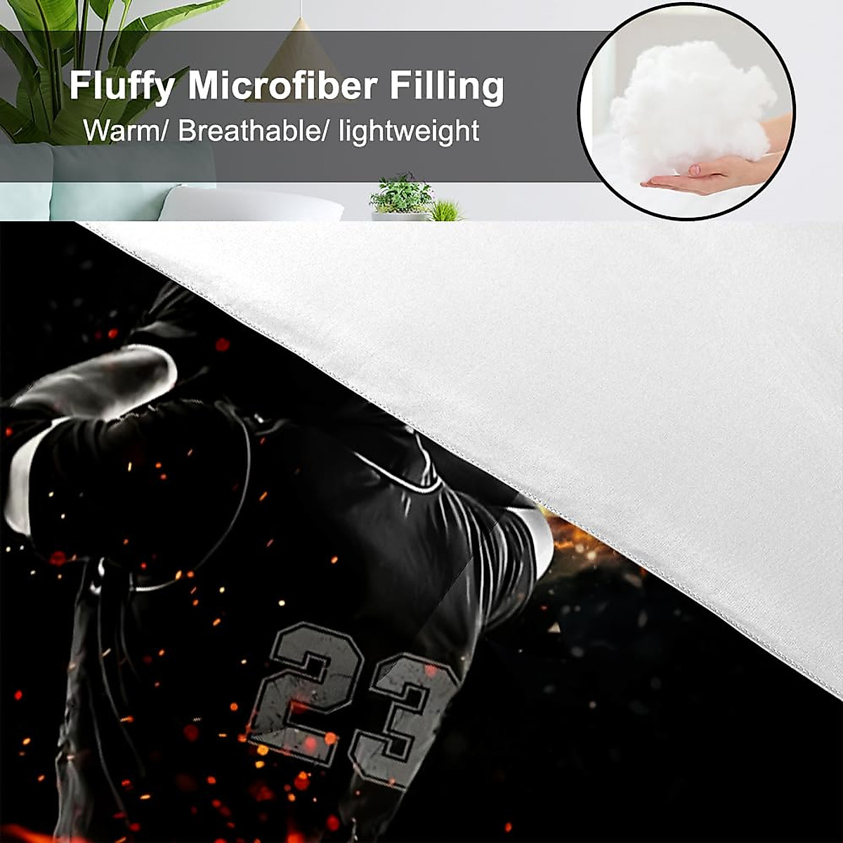 ZBIGTEE Baseball Bedding Comforter Set for Boys Kids 3D Player Printed Quilt Soft Lightweight with 2 Pillowcase Room Decor,Twin/Full/Queen/King