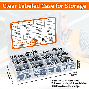 600pcs Pop Rivets Assortment Kit, 14 Sizes Aluminum Rivets 3/32" 1/8" 5/32" 3/16", Assorted Black Rivets with Reinfored Divider and Labeled Case (Black)