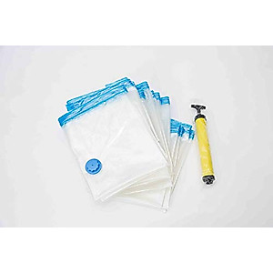 Olmecs 10-pack Vacuum Space Saver Storage Bags with Vacuum Travel Hand Pump Space Saver for Clothes Blankets Duvets Pillows Comforters