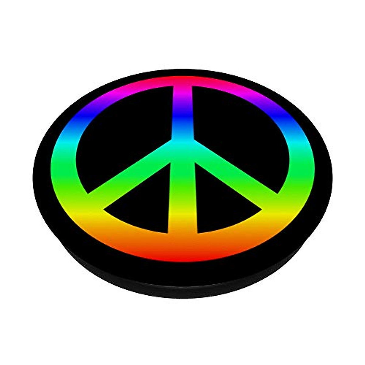 Fuzewear Peace Sign Rainbow Black PopSockets Stand for Smartphones and Tablets