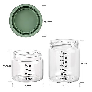 haakaa Baby Food Storage Containers with Silicone Lid, Baby Food Storage Jar Set, Freezer and Microwave Safe, 4PCS 4.2oz & 2PCS 7.2oz