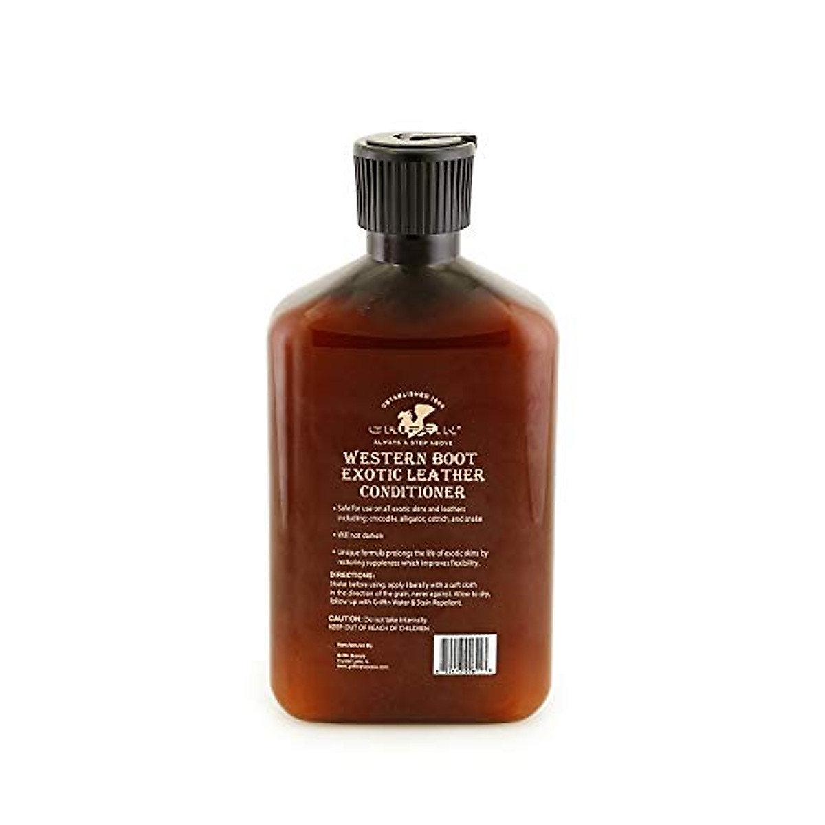 Griffin Western Exotic Leather Conditioner (8 oz.) - Non-Toxic Formula for Cowboy Boots, Snakeskin, Alligator, Crocodile, Leather Apparel and More! - Made in The USA Brown