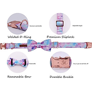 Elegant little tail Dog Collar with Bow, Soft&Comfy Bowtie Dog Collar, Adjustable Pet Gift Collars for Small Medium Large Dogs