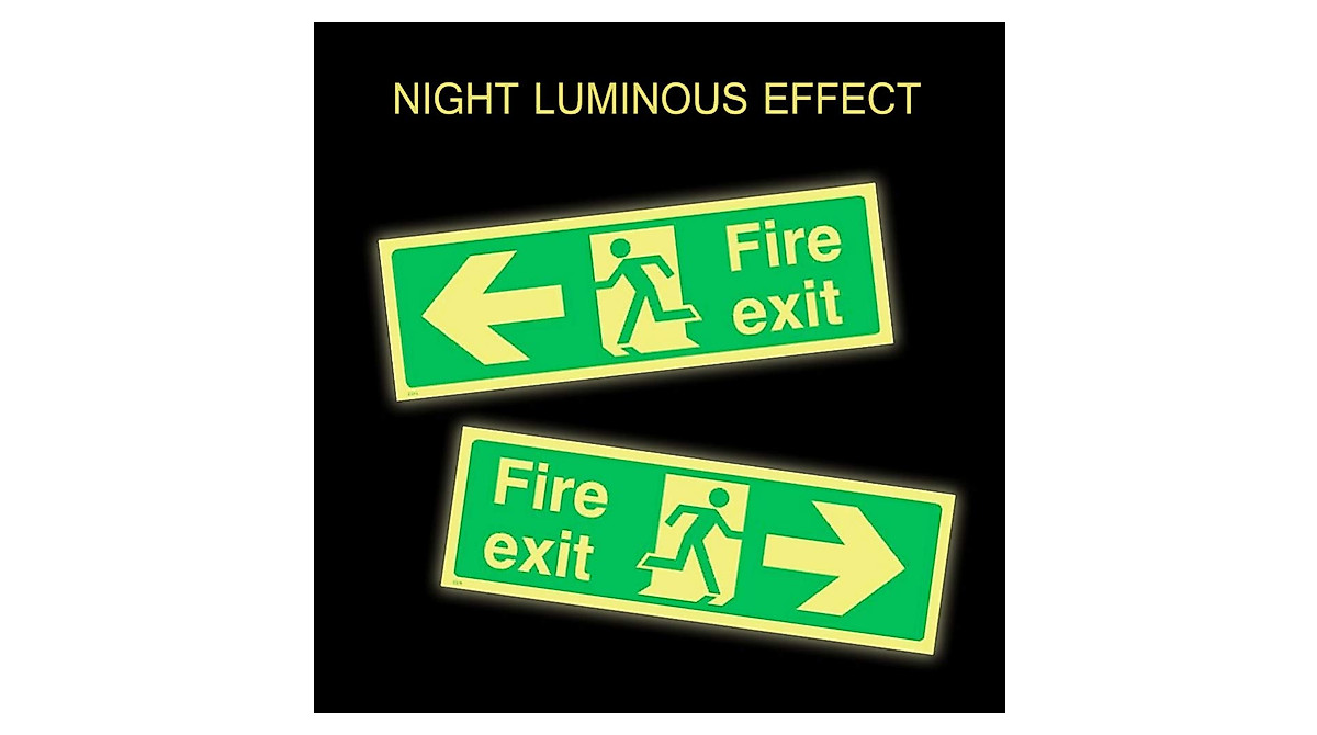 Renococo Fire Exit Sign Stickers,Photoluminescent Fire Safety"Fire Exit ...