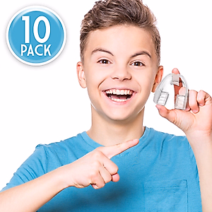 Alayna Kids Mouth Guard for Grinding Teeth - 10 PK Night Guard for TMJ Bruxism Teeth Clenching, No Boiling or Molding - for Upper or Lower Jaw - Ready to Use Childrens Dental Guard for Pain Relief
